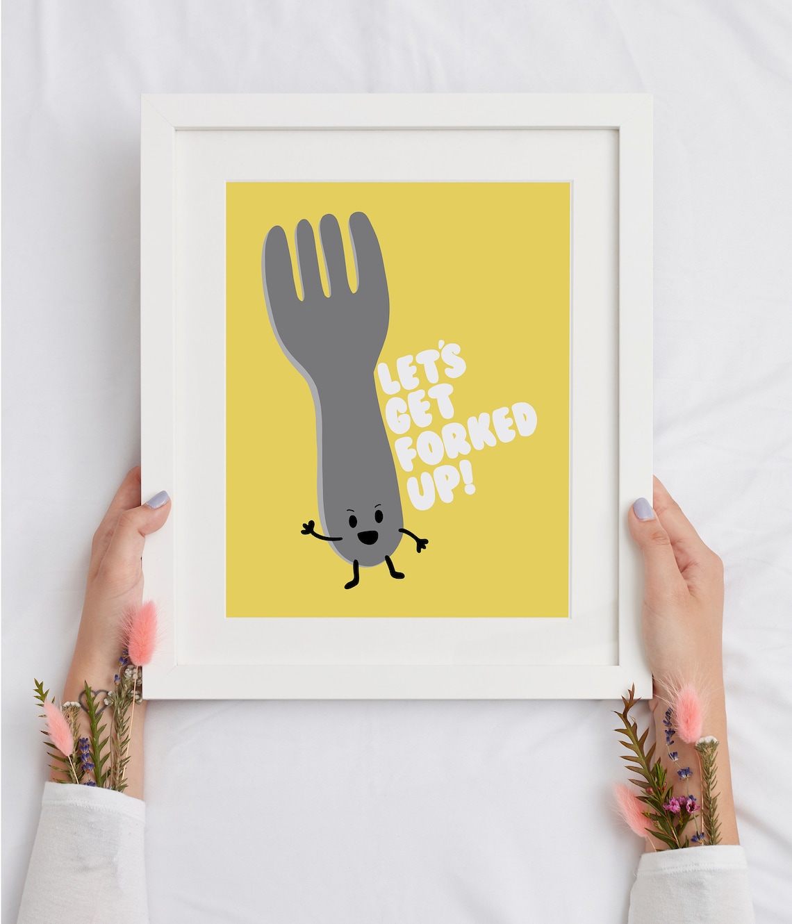 Let's Get Forked up Fork Illustration Kitchen Print / - Etsy