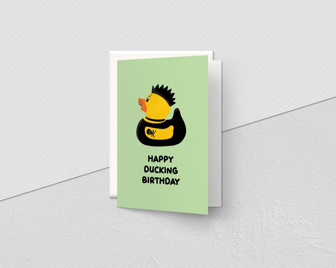 Happy Ducking Birthday Card Rubber Duck Rockerpunk Greeting Card Tattoo Etsy