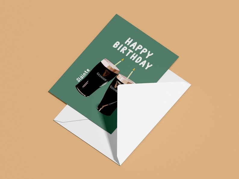 Happy Birthday Guinness Card Cheers Sláinte alcohol Beer - Etsy
