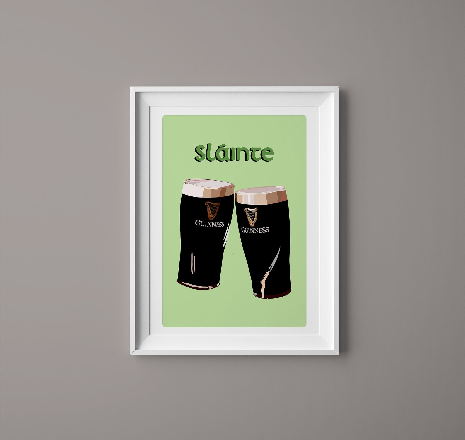 Guinness Sláinte/Cheers Print Gift Art Illustration Drawing | Etsy