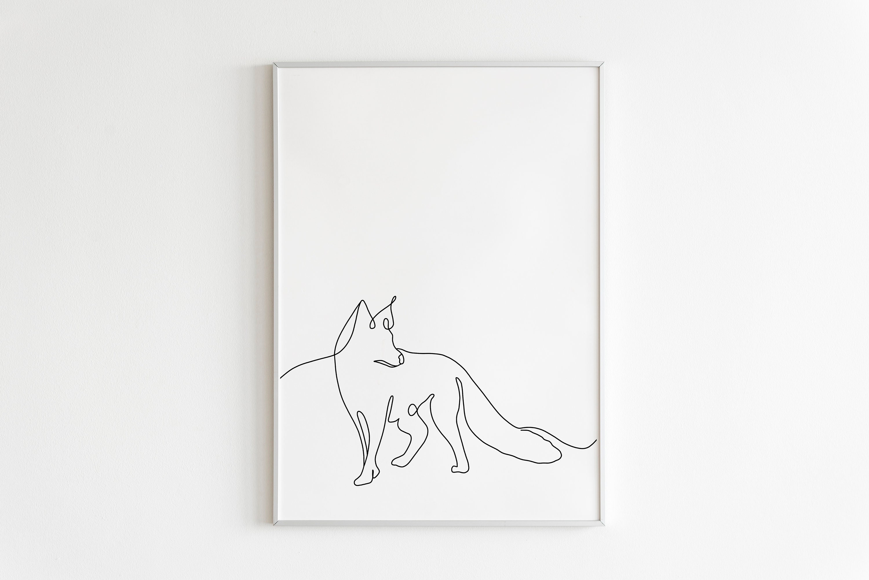 Fox Minimal Print One Line Drawing Animal Wall Art/Decor | Etsy