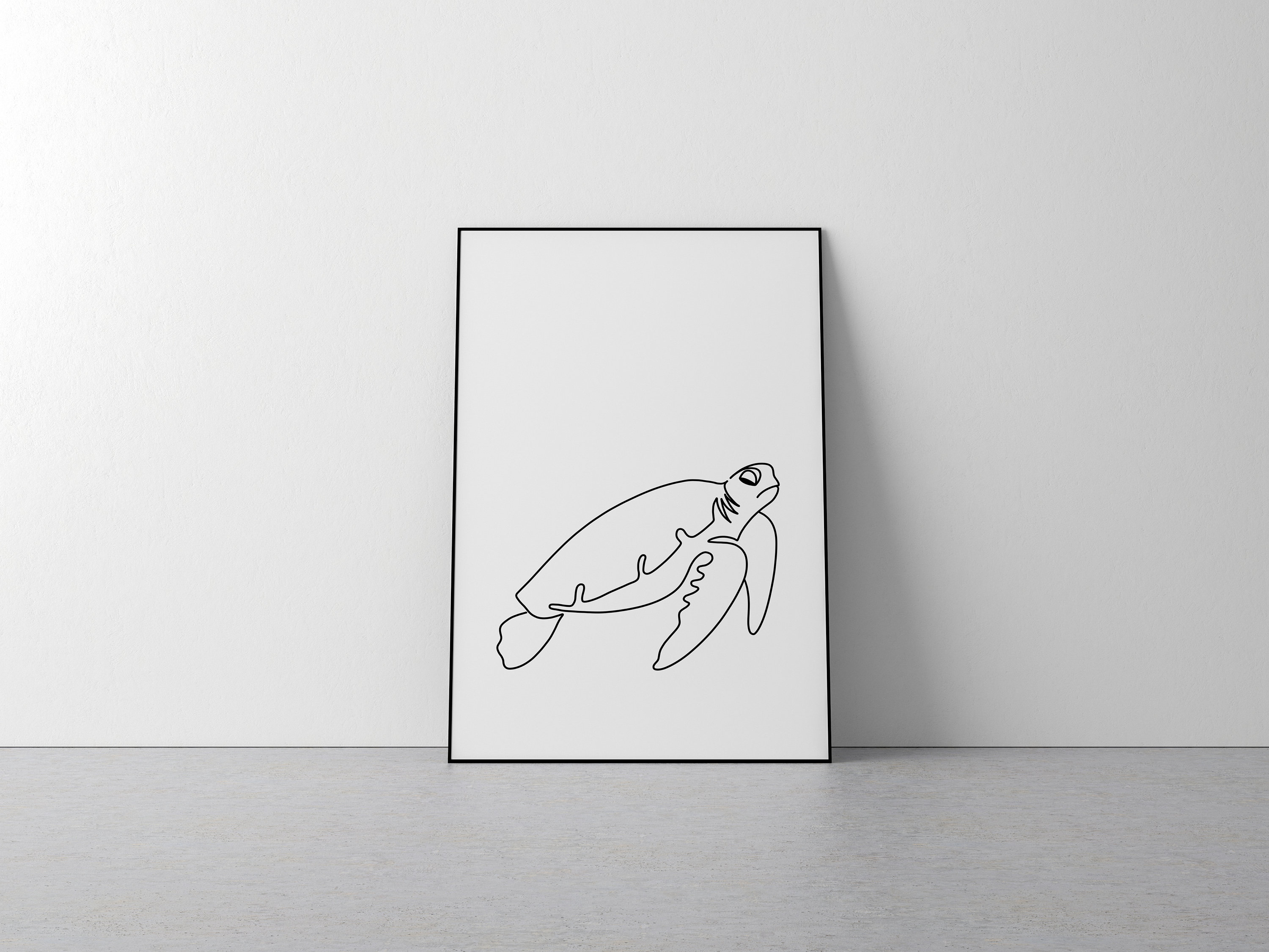 Turtle Minimal Print One Line Drawing Animal Wall Art/Decor | Etsy