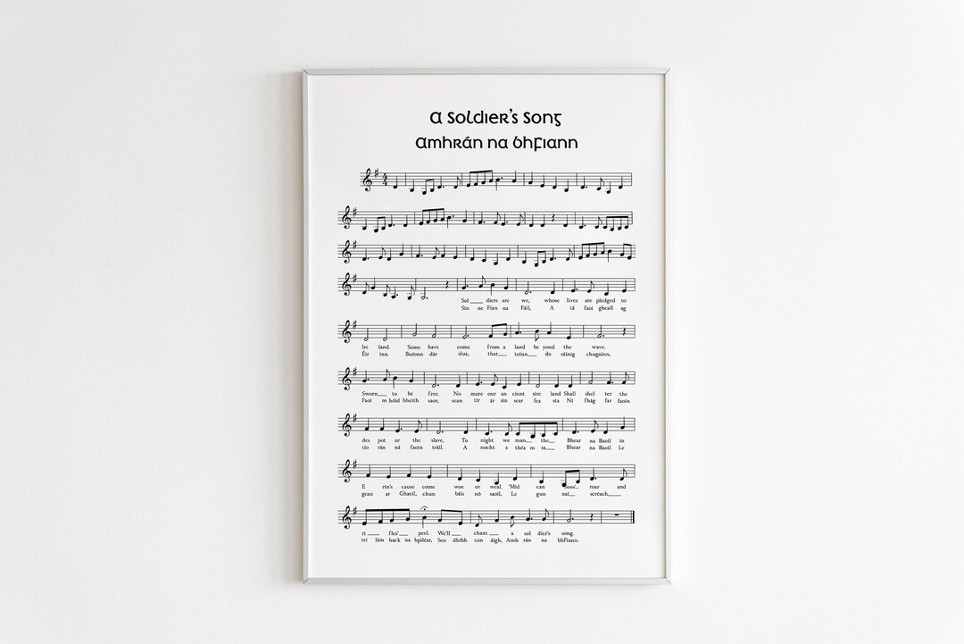 Irish National Anthem Sheet Music DIGITAL Print the Soldiers Song ...