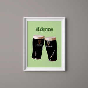 Guinness Sláinte/cheers DIGITAL Print Gift Art Illustration Drawing ...