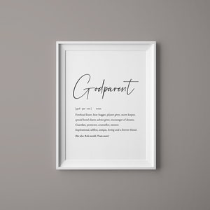 Godparent Definition Print / Gift / Christmas / Birthday / Poster ...