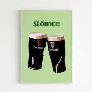 Guinness Sláinte/cheers DIGITAL Print Gift Art Illustration Drawing ...