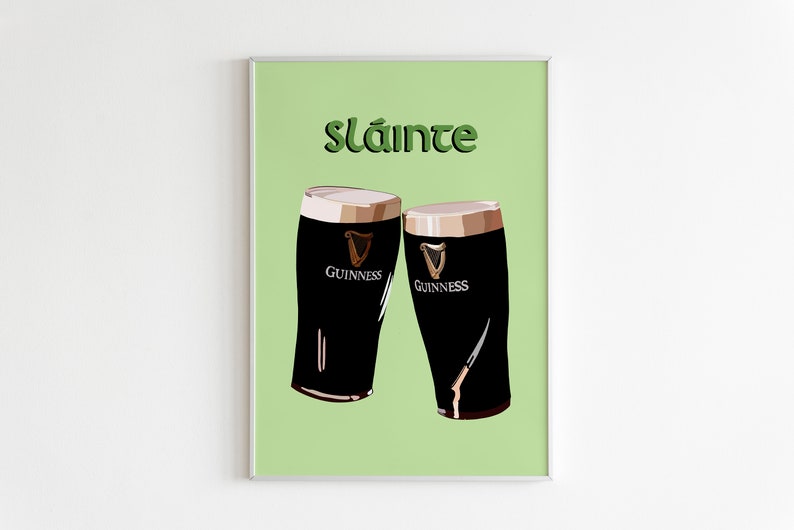 Guinness Sláinte/cheers DIGITAL Print Gift Art Illustration Drawing ...