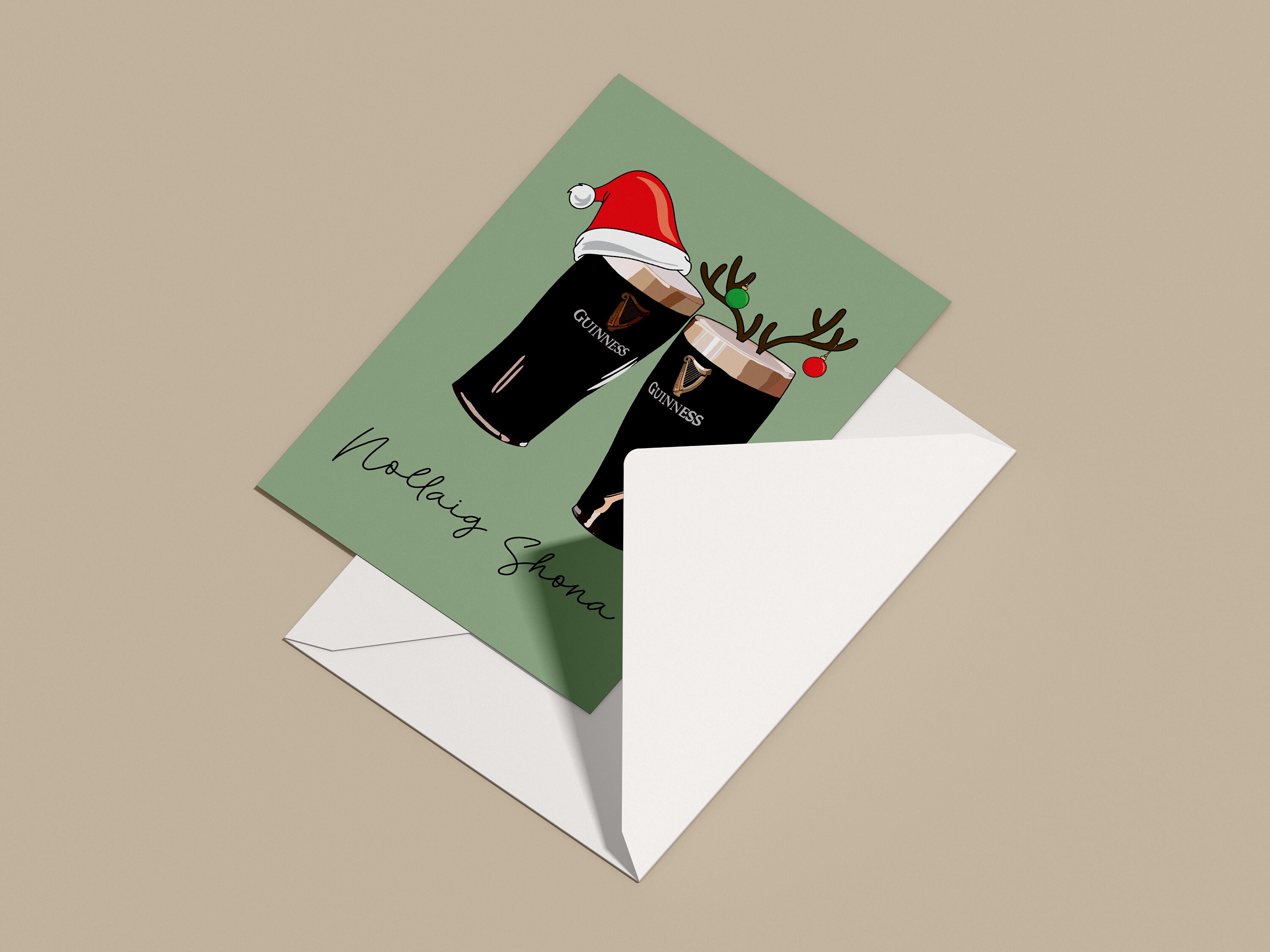 Nollag Shona Cat Irish Christmas Prints, Christmas Wreath Nollaig