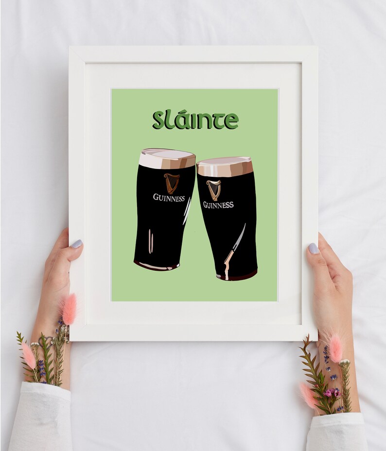 Guinness Sláinte/cheers DIGITAL Print Gift Art Illustration Drawing ...