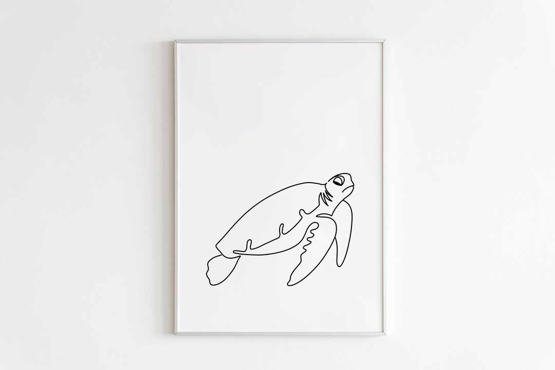 DIGITAL PRINT Turtle Minimal Print One Line Drawing Animal Wall Art ...