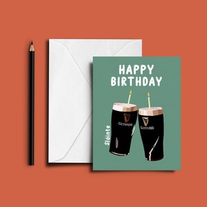 Happy Birthday Guinness Card Cheers Sláinte alcohol Beer Irish Language ...