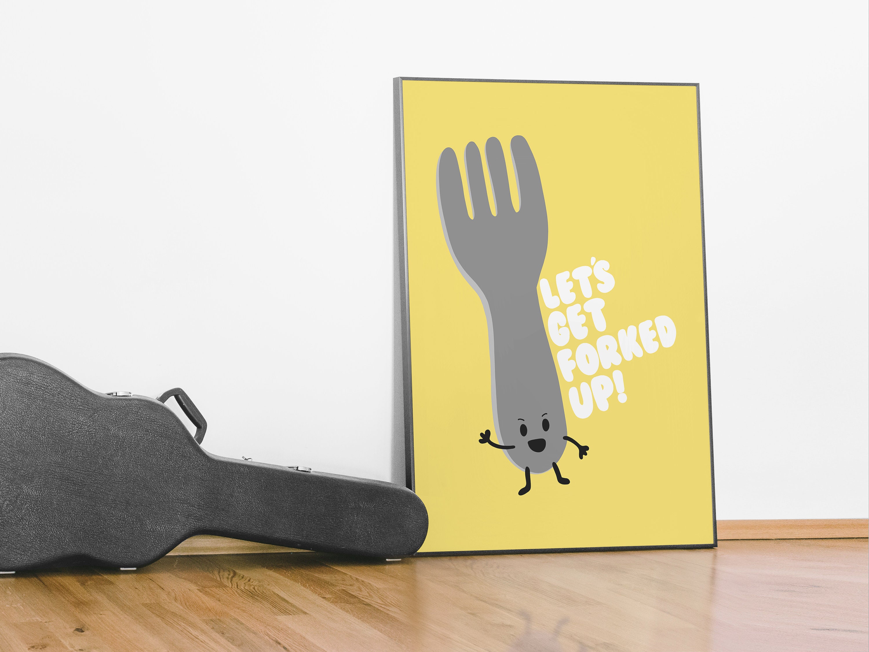 Let's Get Forked up Fork Illustration Kitchen Print / - Etsy
