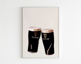 Pint of Guinness DIGITAL PRINT Irish Beer Print Gift Art Illustration ...