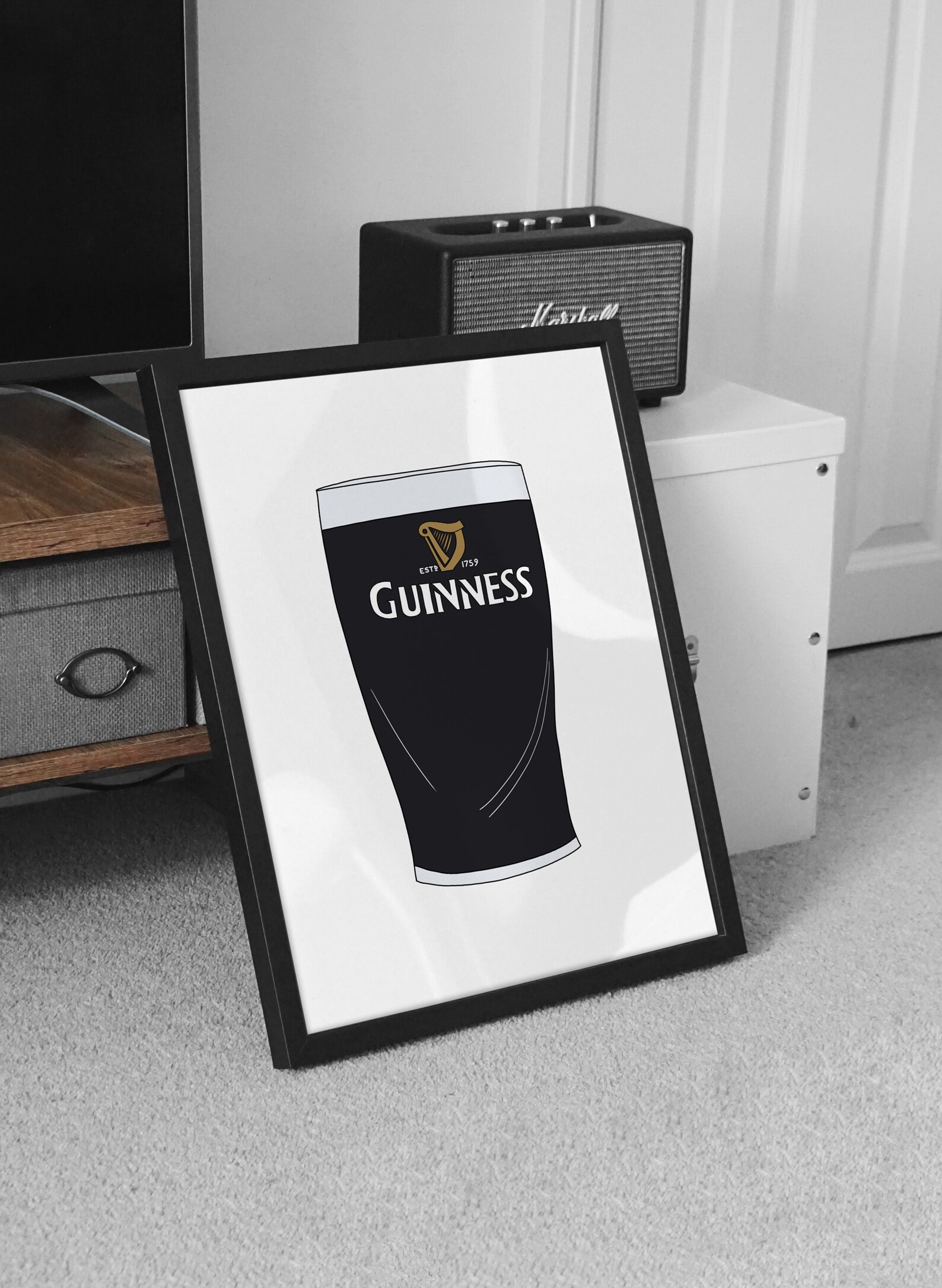 Pint of Guinness DIGITAL PRINT Irish Beer Print Gift Art Illustration ...