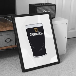 Pint of Guinness DIGITAL PRINT Irish Beer Print Gift Art Illustration ...