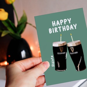 Happy Birthday Guinness Card Cheers Sláinte alcohol Beer Irish Language ...