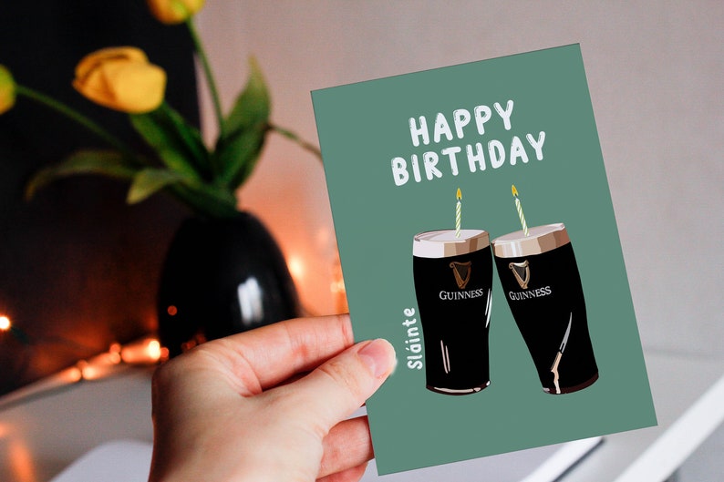 Happy Birthday Guinness Card Cheers Sláinte alcohol Beer - Etsy
