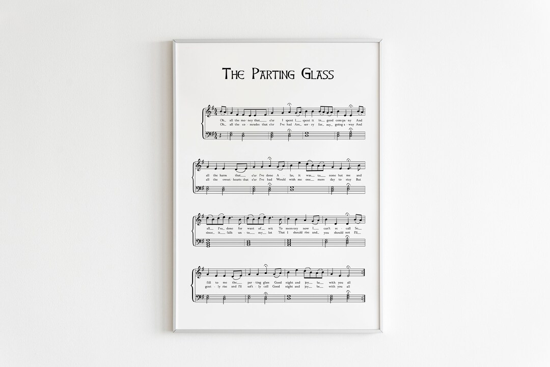 The Parting Glass Art Print Music Sheet Wall Decor Irish/ireland/lyric ...