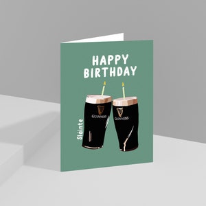 Happy Birthday Guinness Card Cheers Sláinte alcohol Beer Irish Language ...