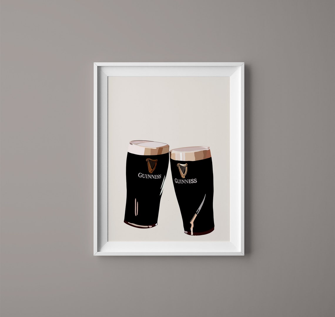 Pint of Guinness DIGITAL Print Irish / Gift Art Illustration Drawing ...
