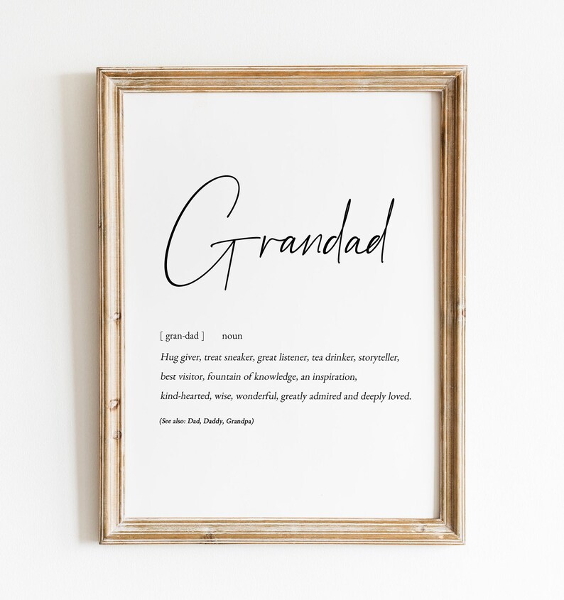 Grandad Grandfather Definition Print Gift Christmas / Birthday | Etsy UK