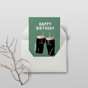 Happy Birthday Guinness Card Cheers Sláinte alcohol Beer Irish Language ...