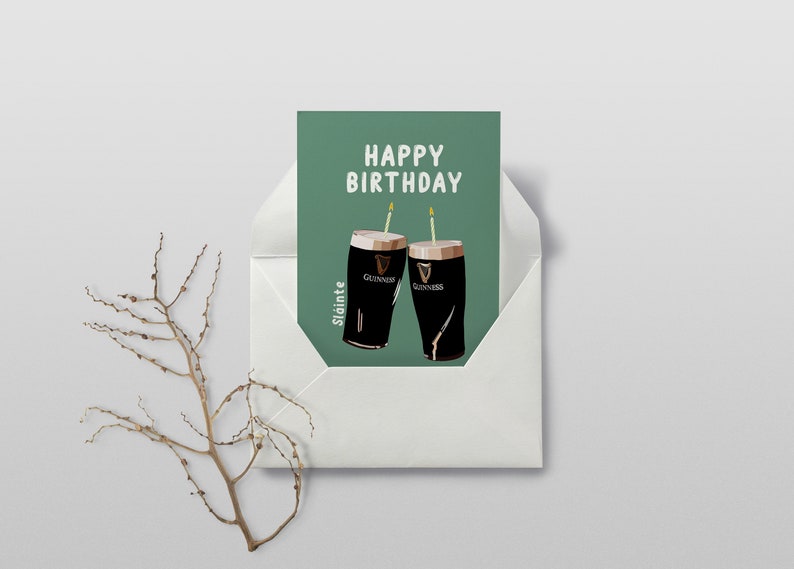 Happy Birthday Guinness Card Cheers Sláinte alcohol Beer - Etsy