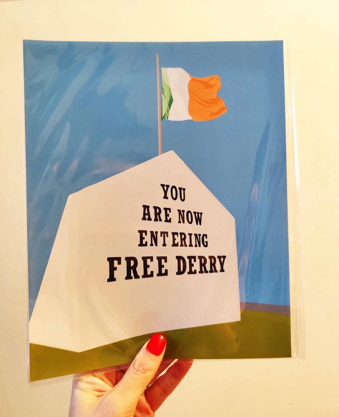 SALE 8X10 PRINT Free Derry Corner Illustration With Irish Flag Wall ...