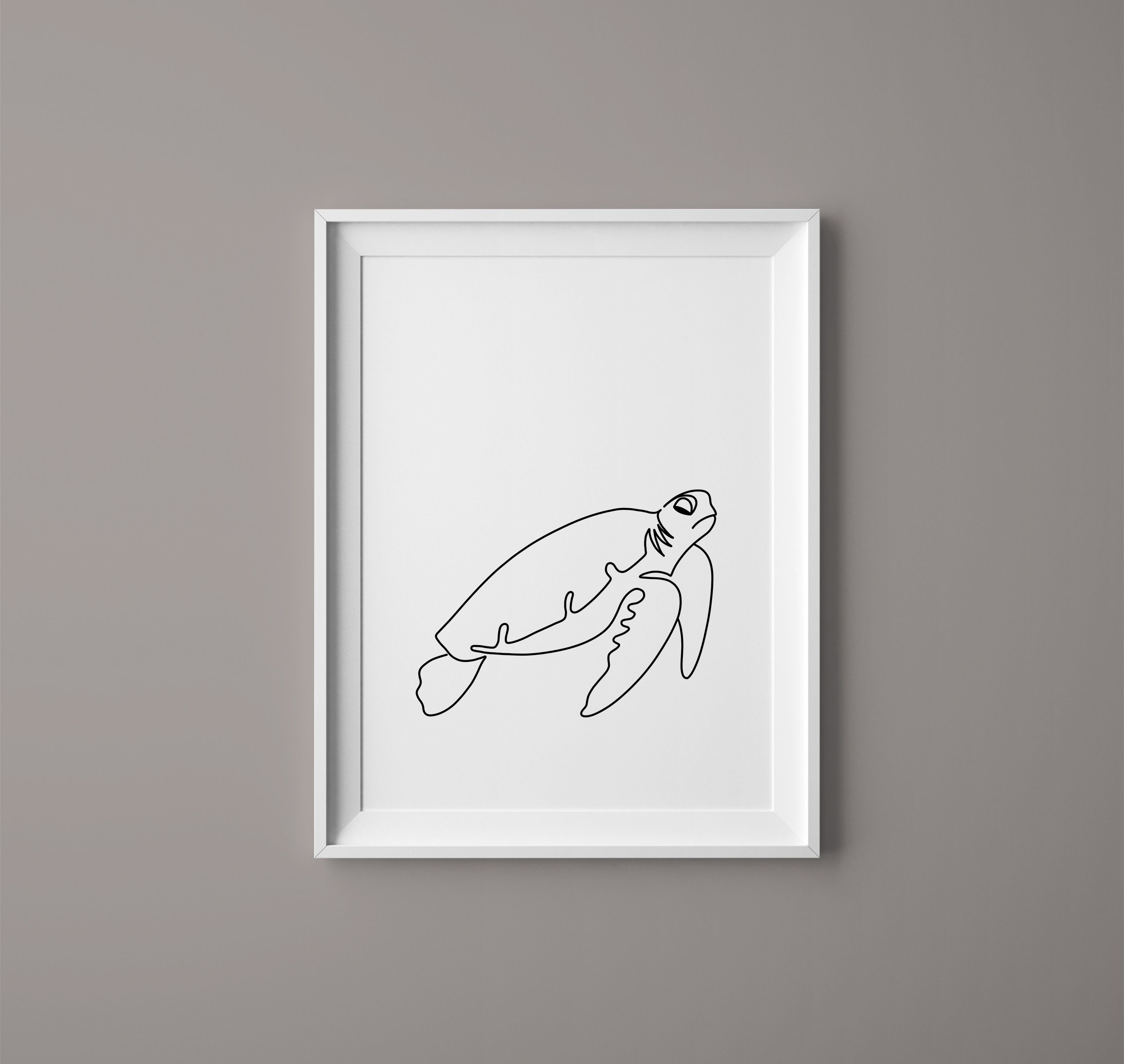 Turtle Minimal Print One Line Drawing Animal Wall Art/Decor | Etsy