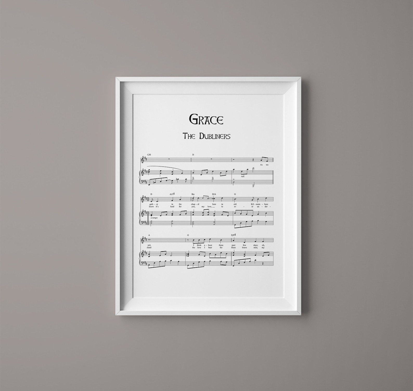 Grace Sheet Music Print the Dubliners Wall Decor - Etsy