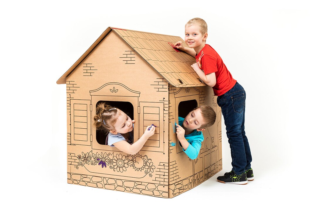 Playhouse Cardboard House DIY Toy Creative Child Toy Gift Environmental ...