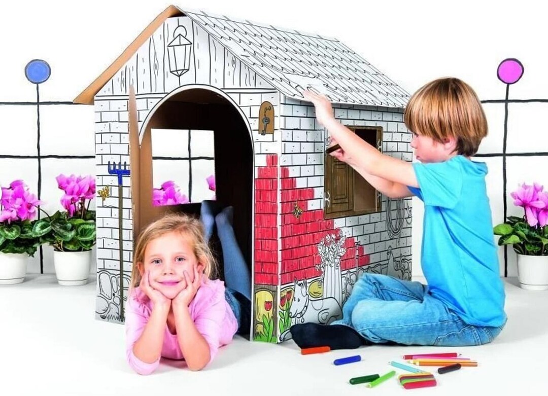 Cardboard Farm Playhouse, DIY Coloring, 3+ - Etsy UK
