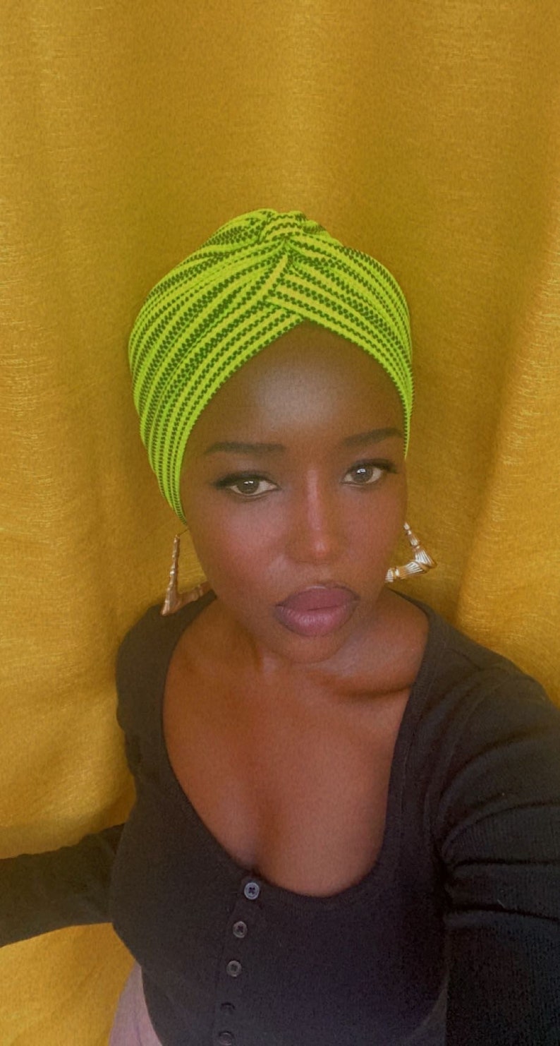 Handmade Neon Green and Zig-zag Striped Hair Turban Hair Cover ...