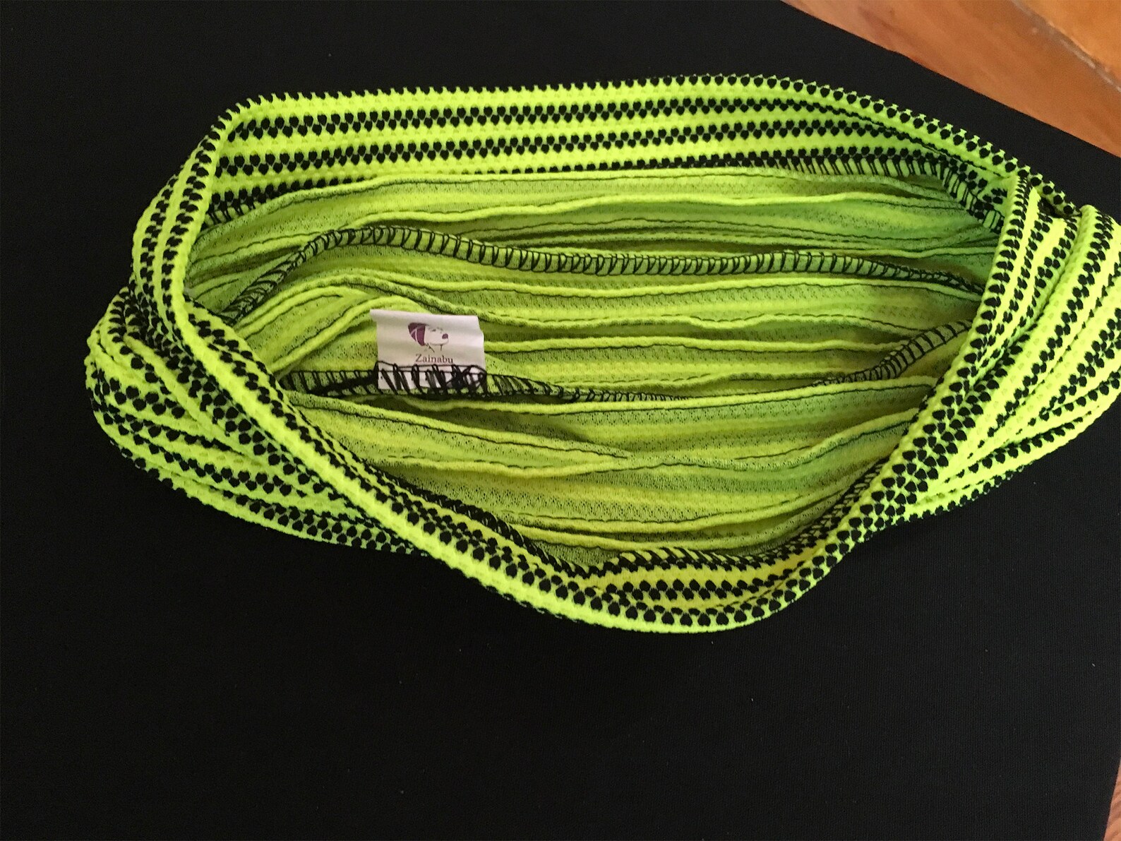 Handmade Neon Green and Zig-zag Striped Hair Turban Hair Cover ...