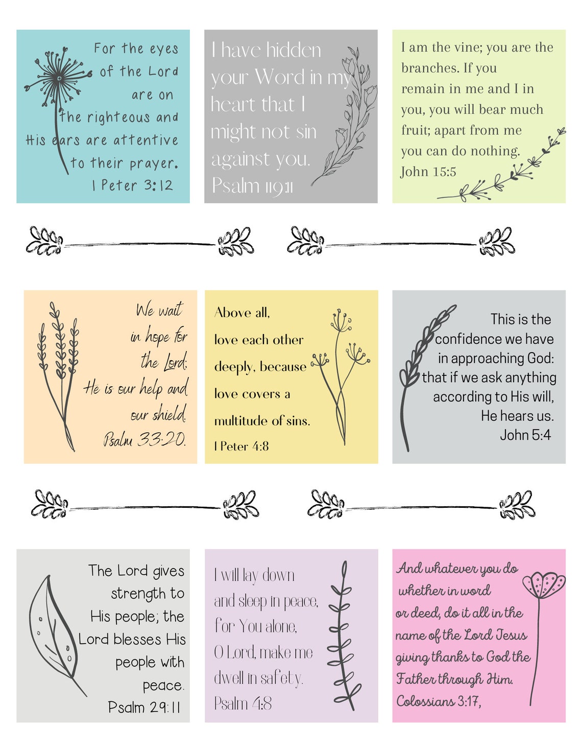 Print Your Own Scripture Cards Printable Bible Journaling | Etsy