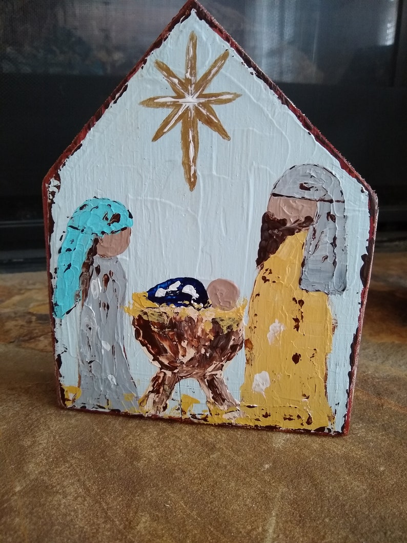 Nativity Wooden Shelf Sitter Mary Joseph Jesus Christmas Jesus - Etsy