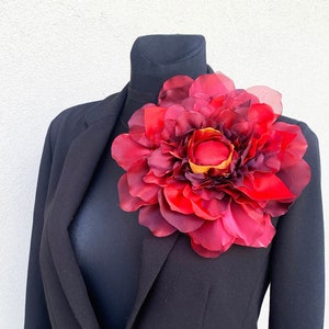 Extra Large Red Flower Brooch Oversized Floral Pin - Etsy