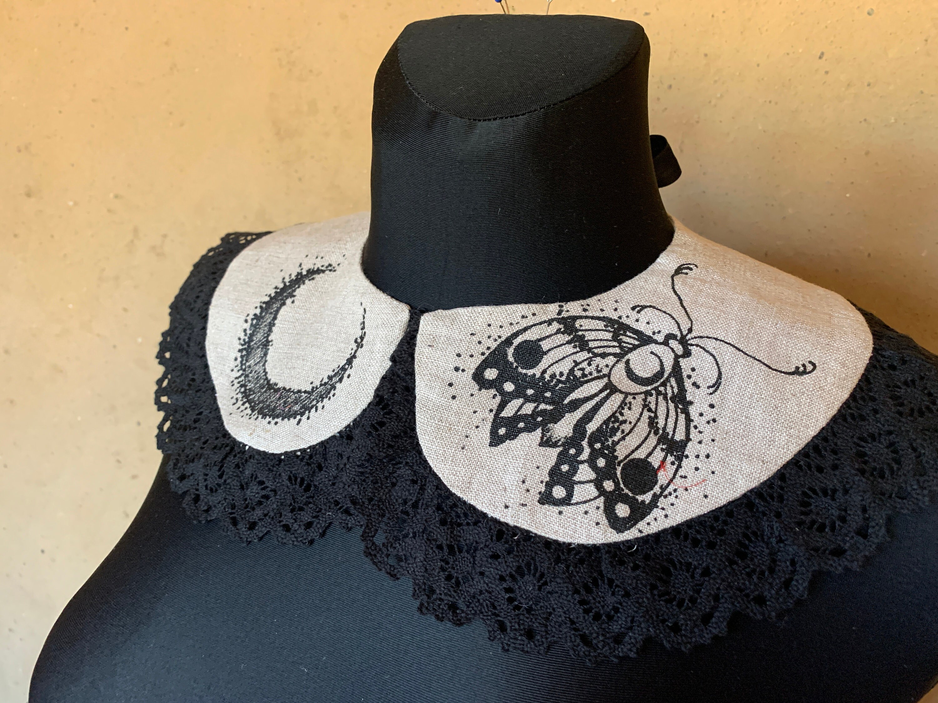 Moth Removable Fake Collar Peter Pan Collar Ruffle Linen Goth Collar ...