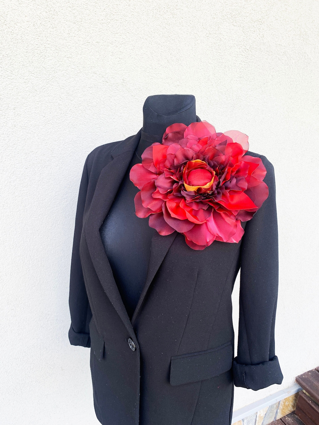 Extra Large Red Flower Brooch Oversized Floral Pin - Etsy