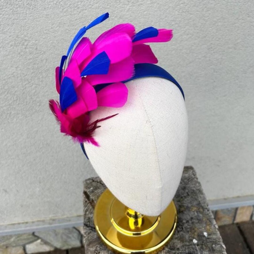 Royal Blue Hot Fuchsia Pink Fascinator Headband Kentucky Derby Hat ...