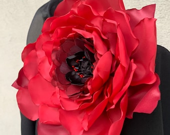 Extra Large Flower Brooch, Silk Rose Large Brooches, Handmade Floral ...