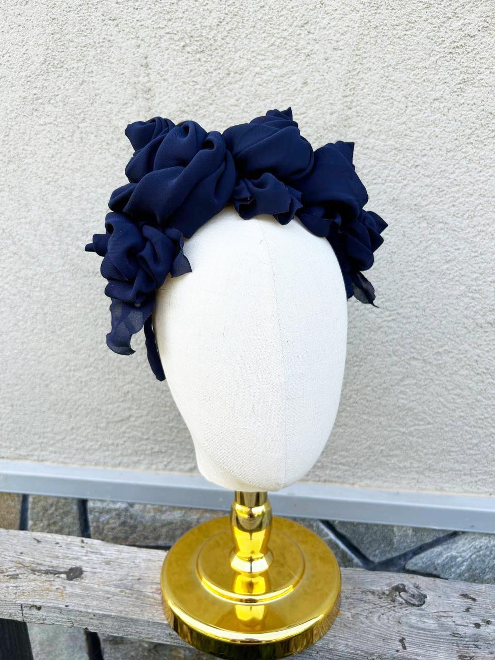 Dark Blue Roses Fascinator Flower Headband Kentucky Derby Hat Wedding ...