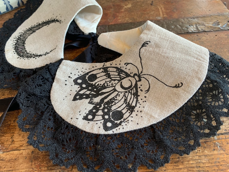 Moth Removable Fake Collar Peter Pan Collar Ruffle Linen Goth Collar ...