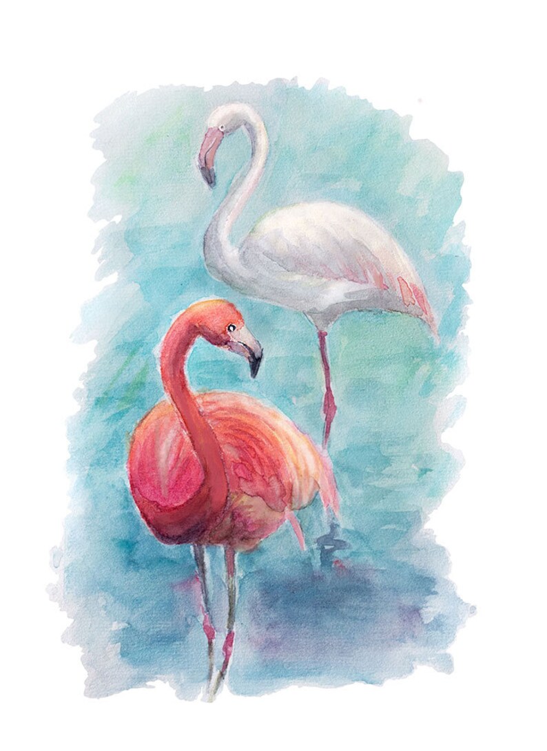 Pink Flamingo Printable Watercolor Ukraine Digital Tropical ...