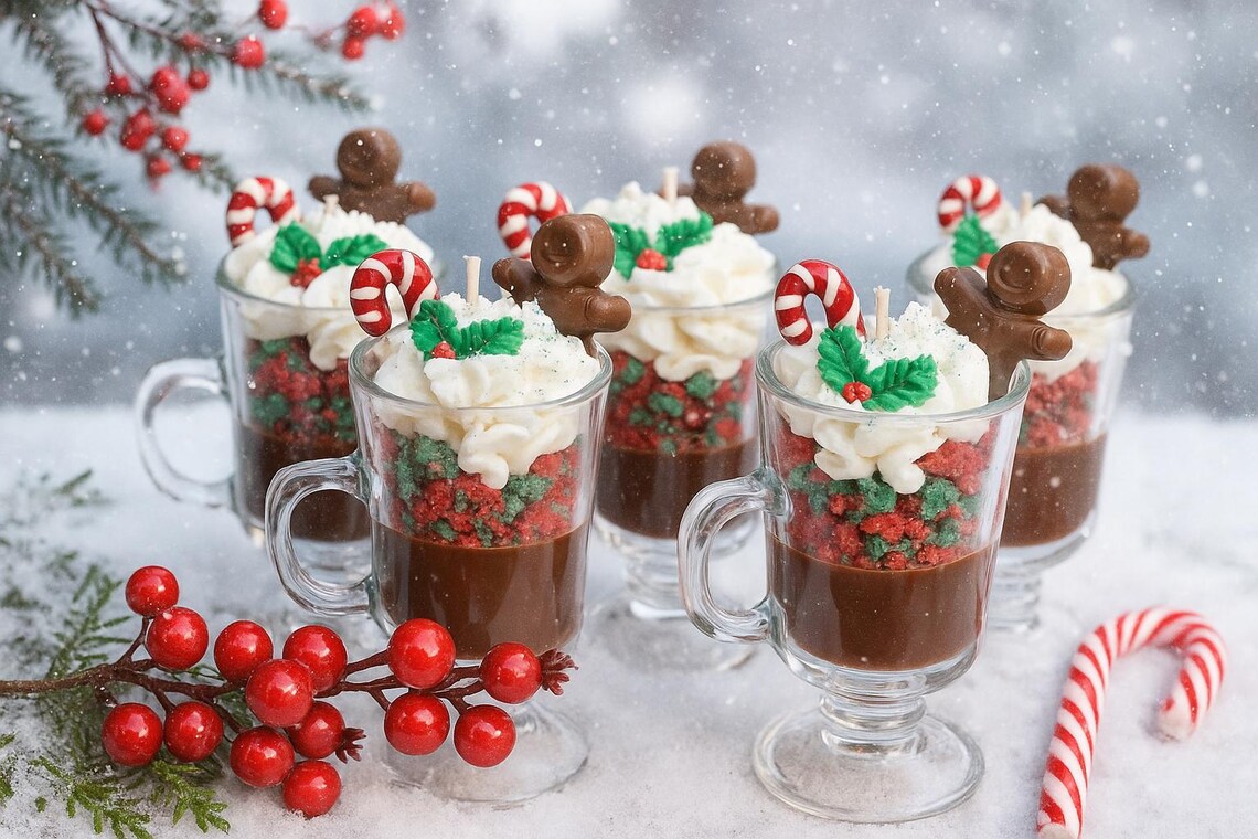 Christmas Hot Chocolate Candle, Christmas Decor, Handmade Scented ...