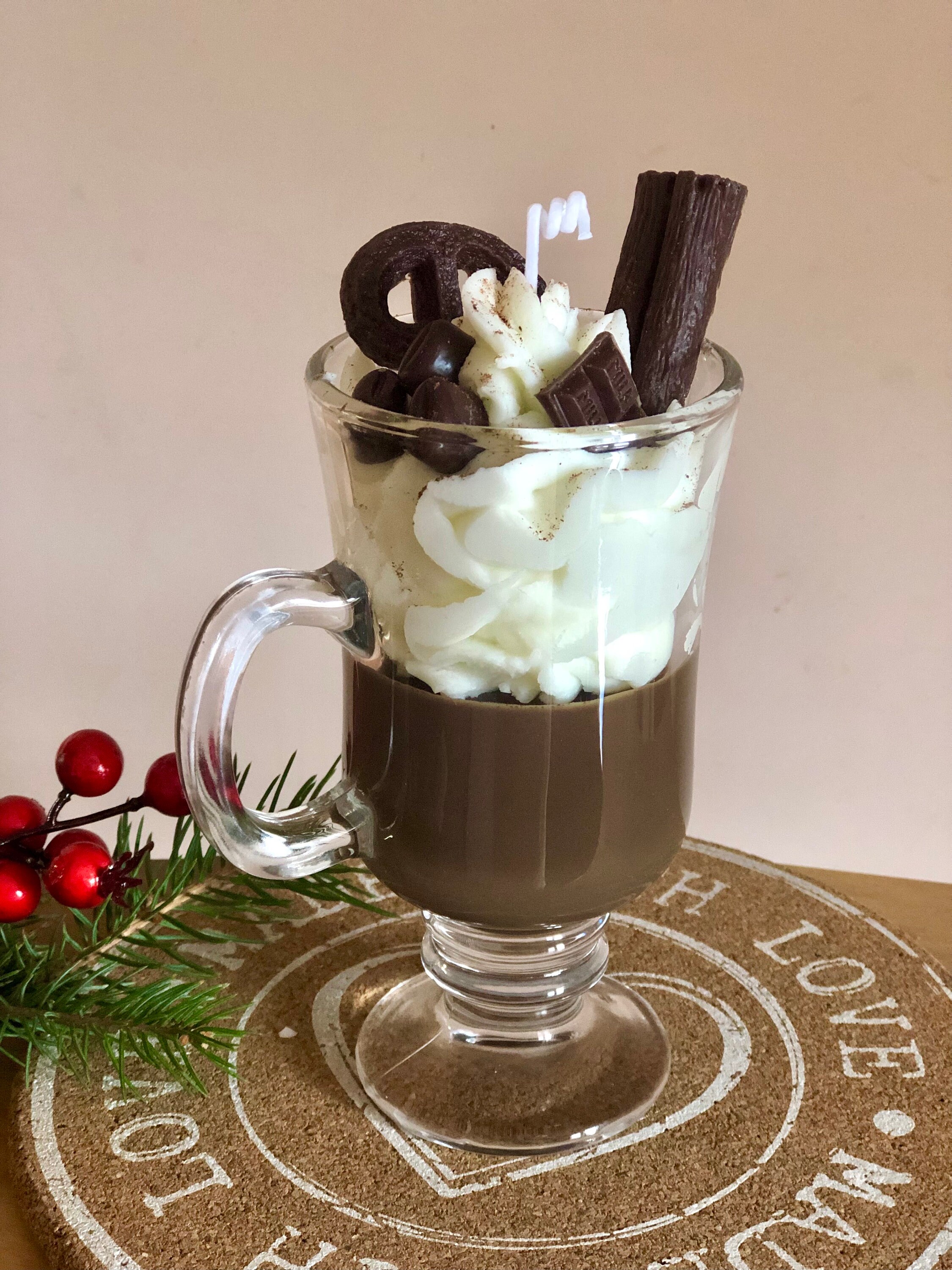 Hot Chocolate Candle Mug, Christmas Decor, Handmade Scented Candles ...