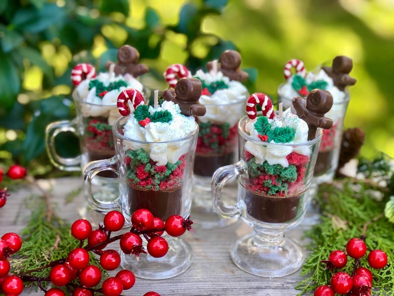 Christmas Hot Chocolate Candle, Christmas Decor, Handmade Scented ...