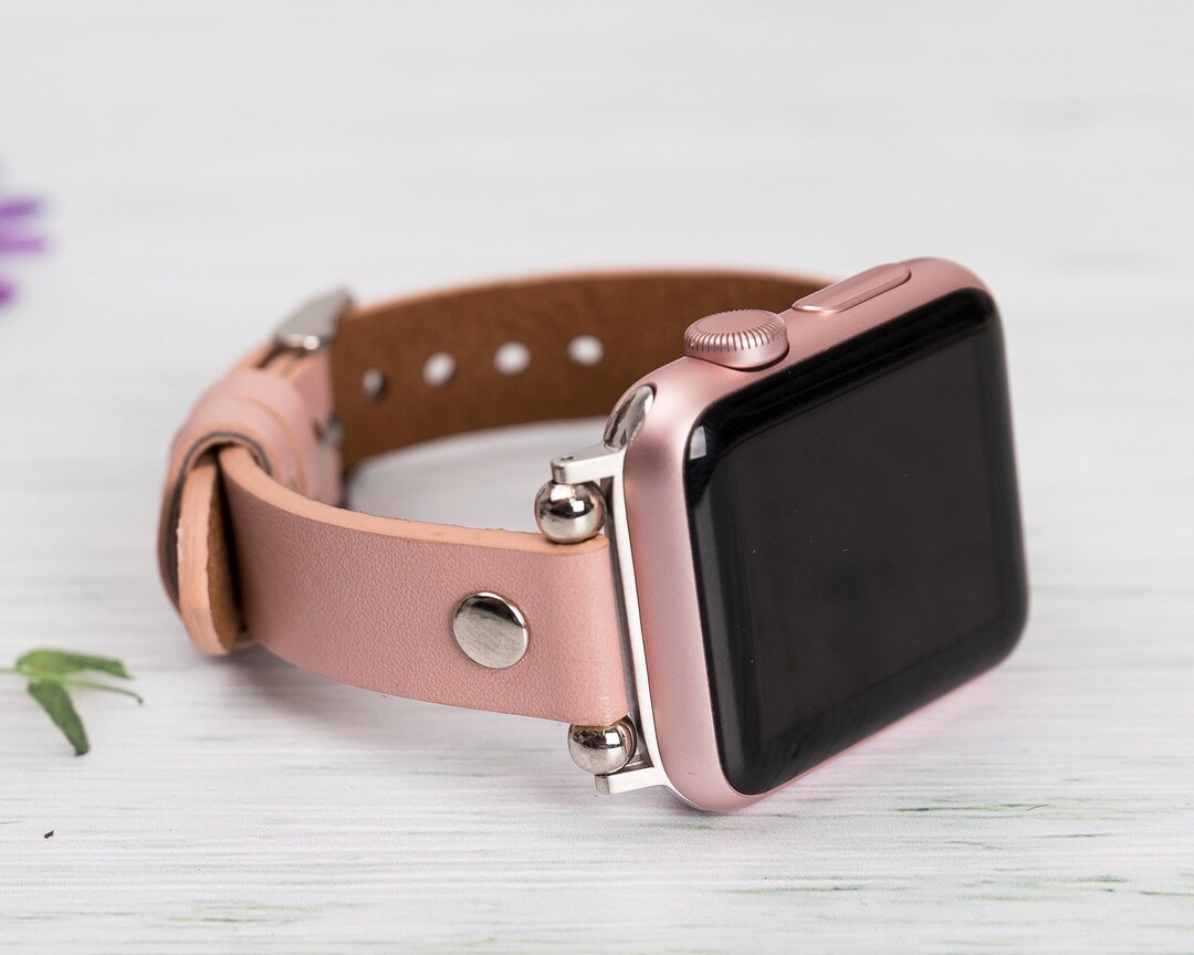 Pink Leather Apple Watch Band: Handmade Strap, All Series - Etsy