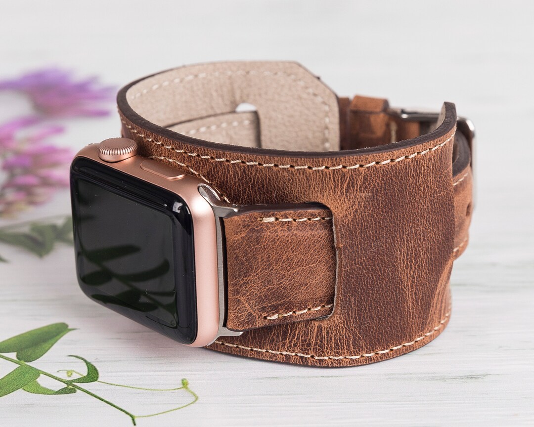 Leather Cuff Apple Watch Band: Handmade Iwatch Strap, All Series - Etsy