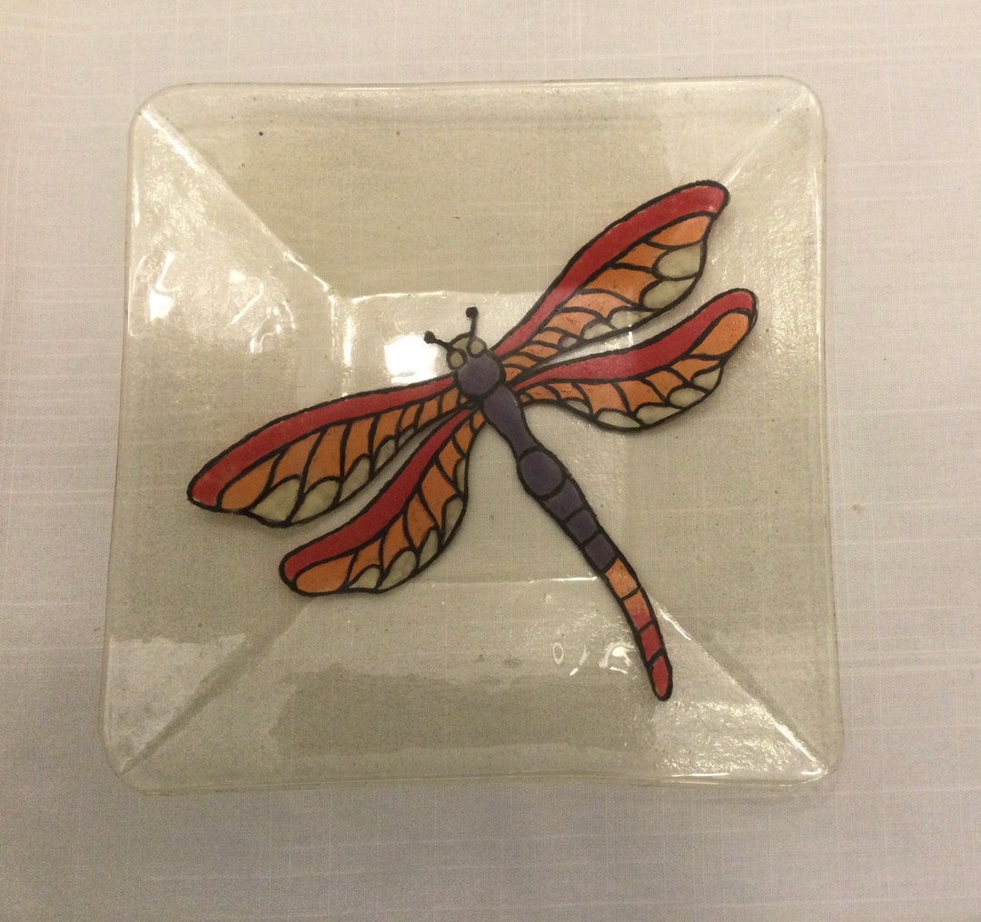 Hand painted dragonfly platter - Etsy.de